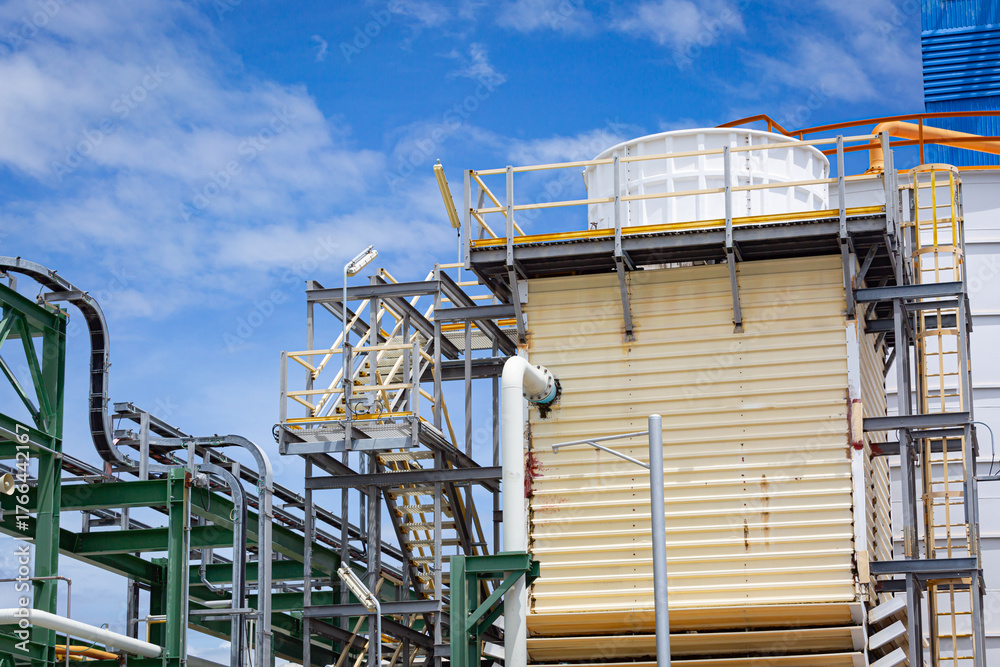 Cooling tower and modern engineering structure of an industrial factory ...