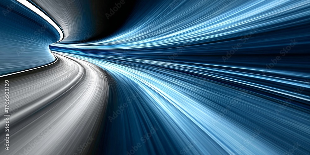 Futuristic Highway with Blue Light Trails Representing Fast Internet ...
