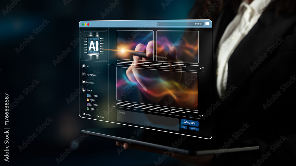 AI platform generating art images with dynamic interface. AI-generated ...