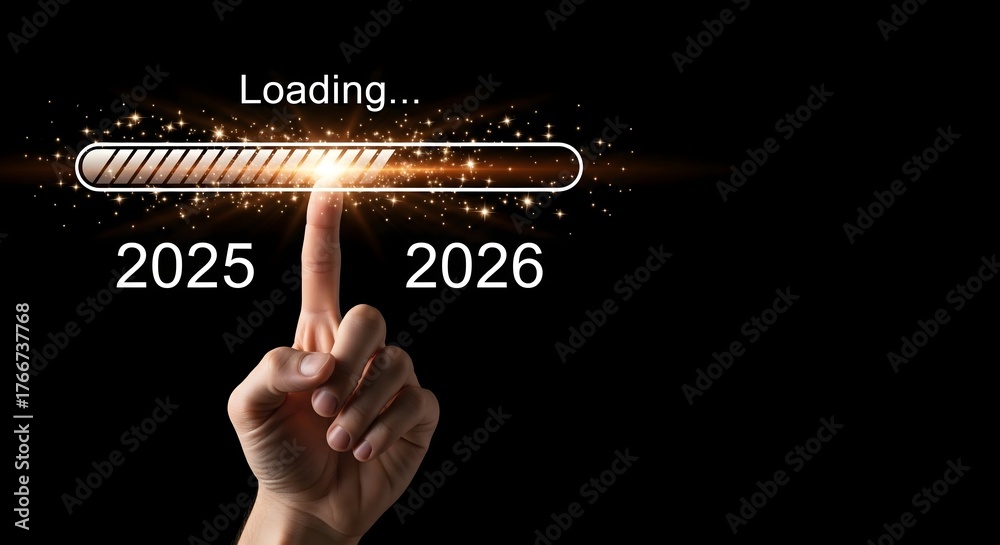 Creative New Year 2026 loading concept showing a glowing progress bar ...