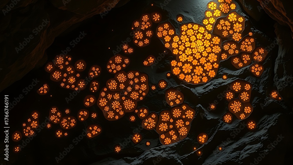 Fossilized microbial patterns glow in ancient rock, lit by primal ...