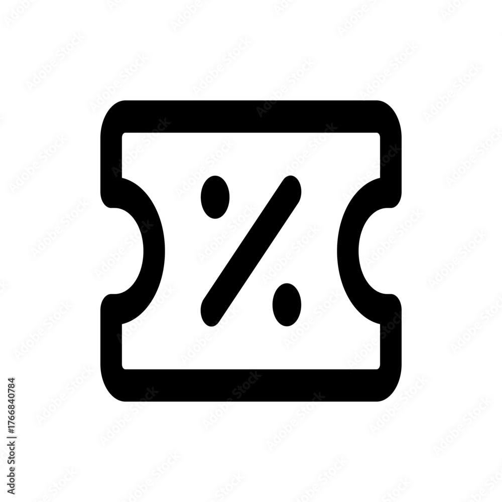 Iconic representation of a discount coupon with a percentage symbol and ...