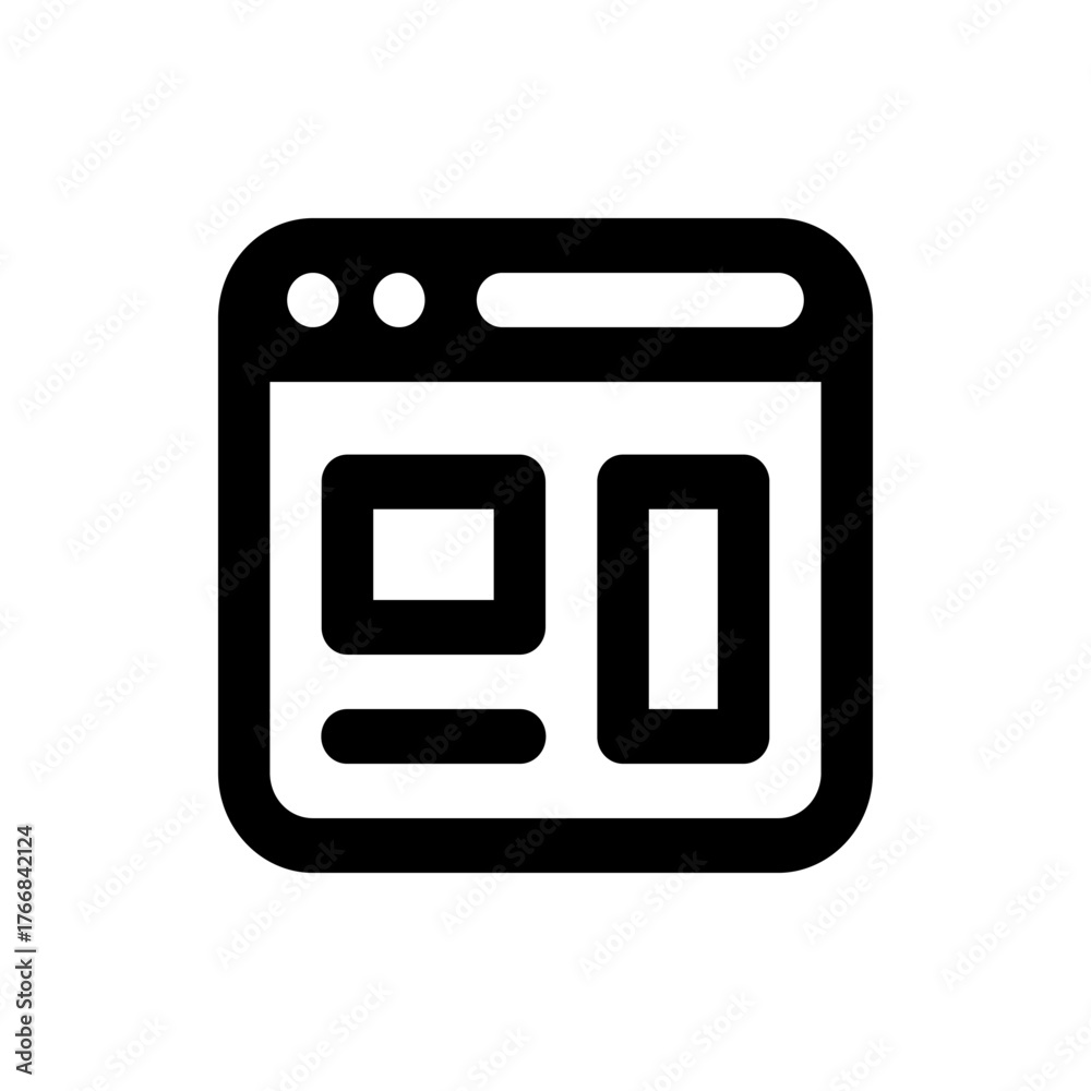 Illustration of a stylized browser window with rounded corners and a ...