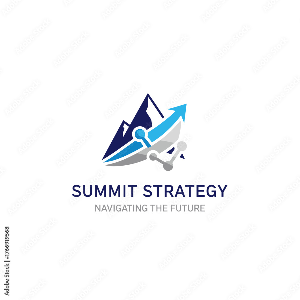 Summit Strategy Logo Mountain Arrow and Network Symbol for Future ...