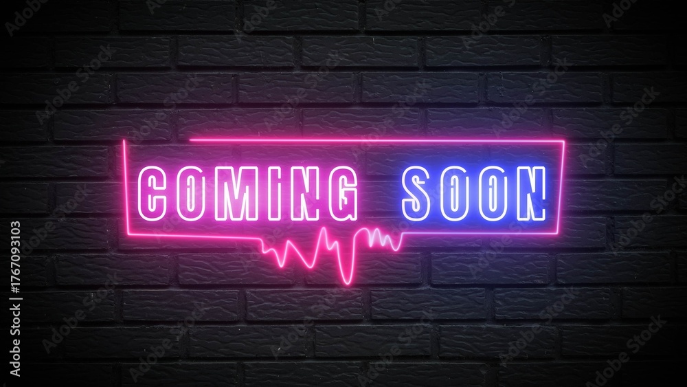 Get ready for exciting news with a vibrant coming soon neon sign on a ...