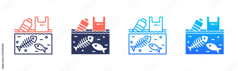 Plastic Pollution Icon Pack In Multiple Styles Stock Vector | Adobe Stock