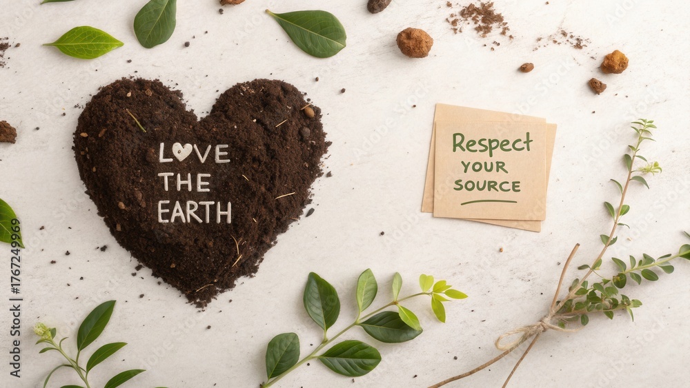 Heart-Shaped Soil Design with Love for Earth Message and Respect Your ...