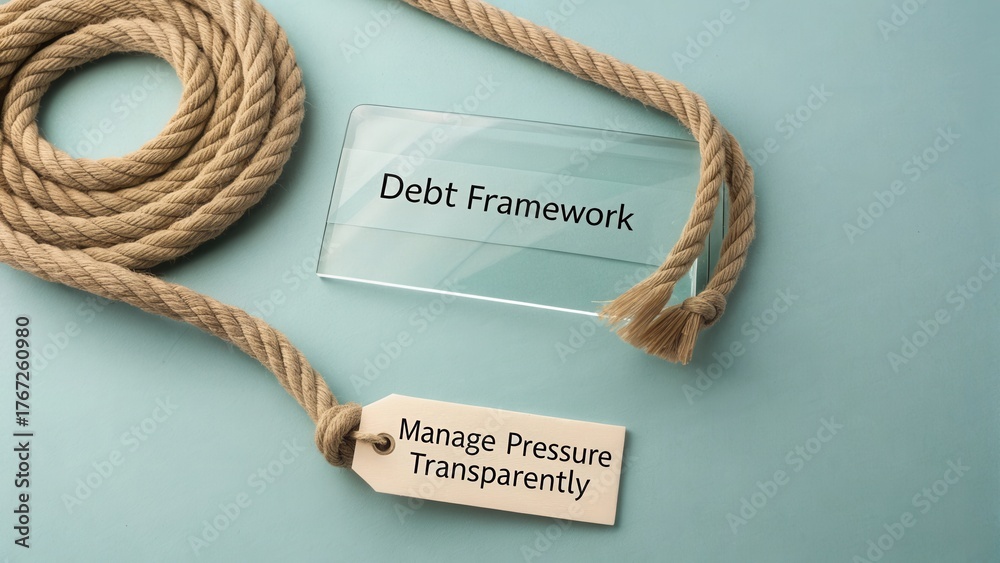 Transparent Debt Framework with Rope and Tag Symbolizing Pressure ...