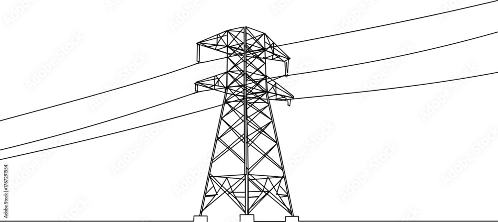 Image vectorielle Stock High voltage transmission tower, power pylon ...