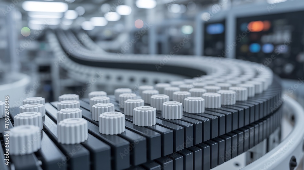 Foto de Stock Plastic Injection Molding Conveyor with Components. small ...