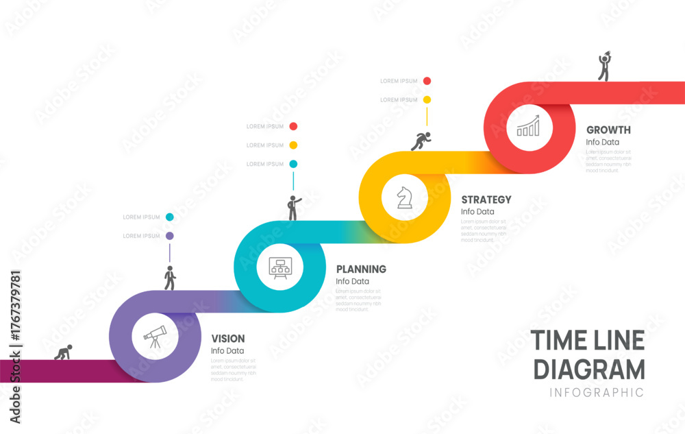 Business roadmap timeline infographic with 5 step milestones elements ...