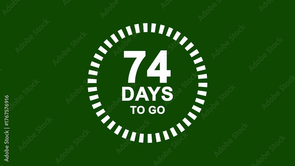 Seventy Four Days To Go Countdown Timer Graphic With White Numbers And ...