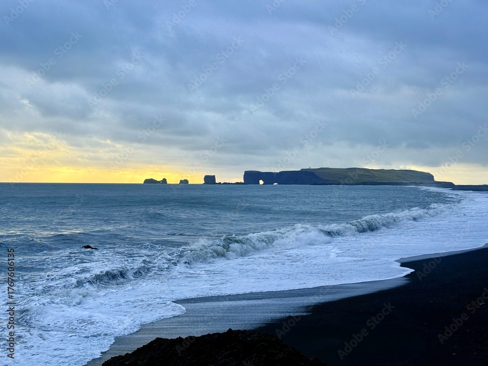 Basalt Columns and Black Sand Beach at Reynisfjara, Vík í Mýrdal, South ...