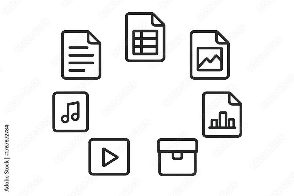 Image vectorielle Stock Outline symbols representing various digital ...