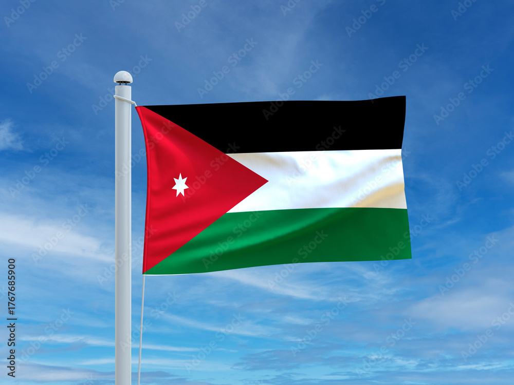 Stock-Illustration „Jordanian national flag waving proudly in the wind ...