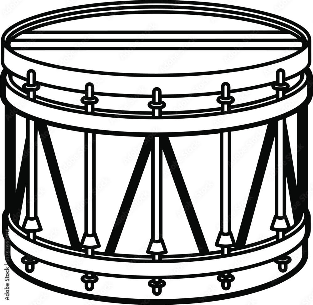 Stock-Vektorgrafik „Snare drum illustration with lugs and tension rods ...