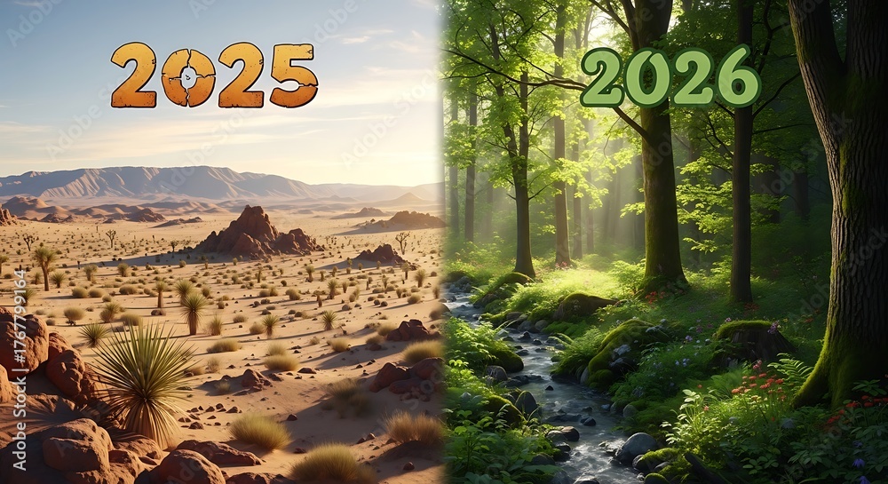 A visual comparison of the environmental impact between 2025 and 2026 ...