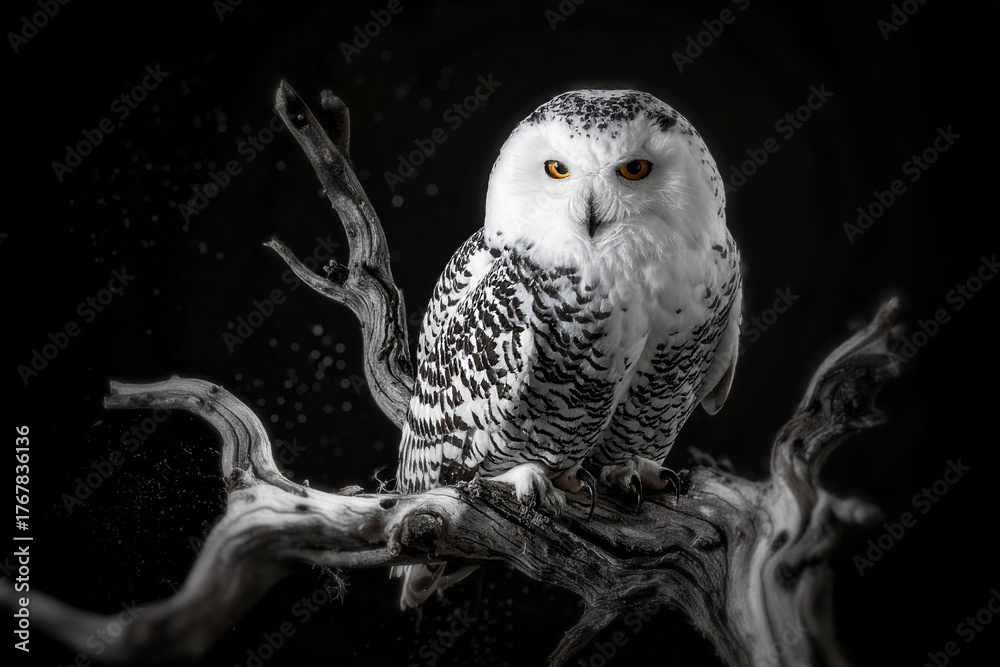 Snowy owl (Bubo scandiacus), also known as the polar owl, white owl ...