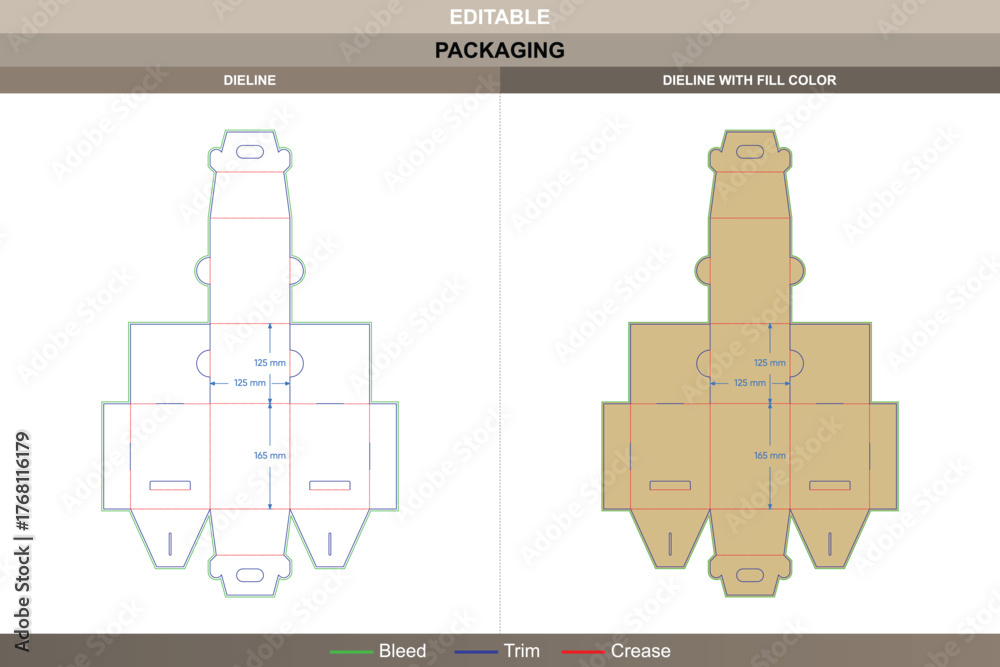 เวกเตอร์ Stock Mini cupcake gable box dieline in a neat vector format ...