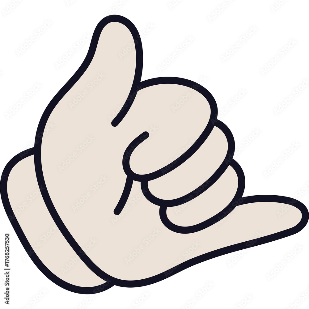 Ilustración de Stock Cartoon Hand Making Shaka Gesture With Thick Black ...