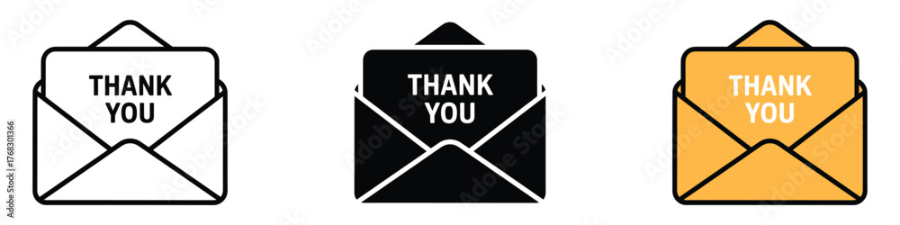 Vector de Stock Thank you letter icon set. professional appreciation ...