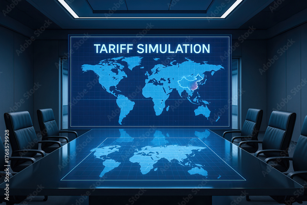 Стоковая иллюстрация «Tariff simulation rare earth analysis displayed ...