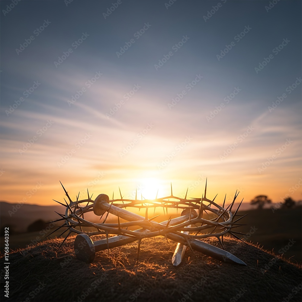 Crown of Thorns, Nails, and Cross - Symbol of Sacrifice and Redemption ...