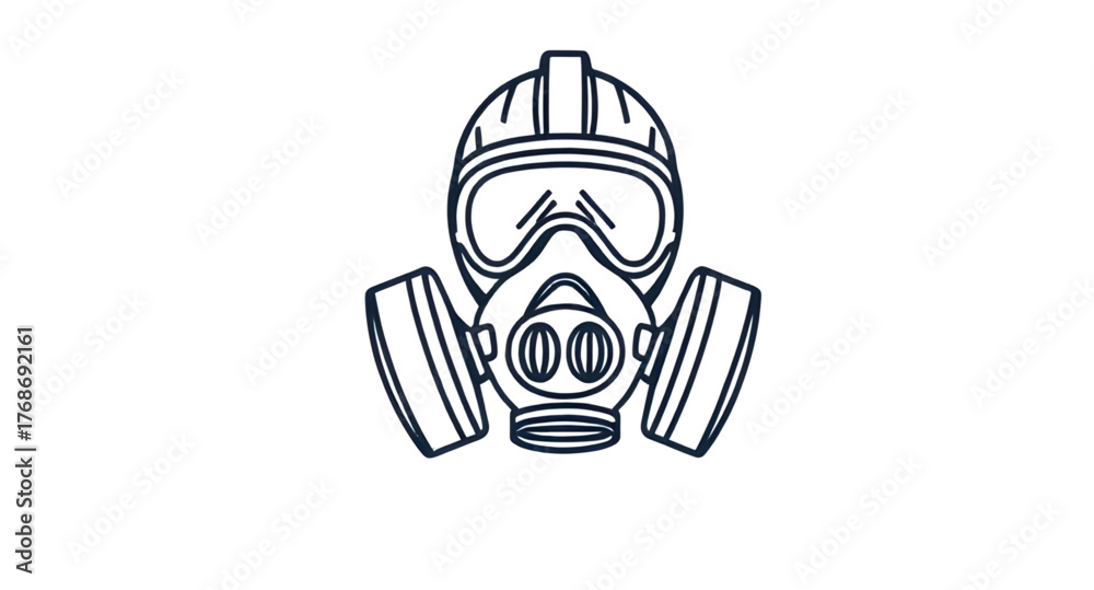 gas mask, vector, illustration, icon, protection, safety, respirator ...