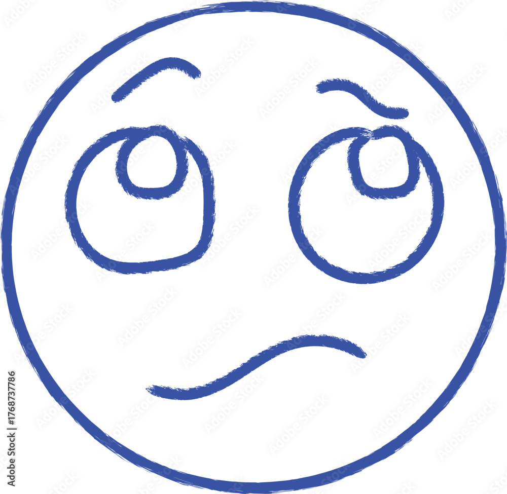 Stock-Vektorgrafik „Hand drawn blue line art emoji face showing ...