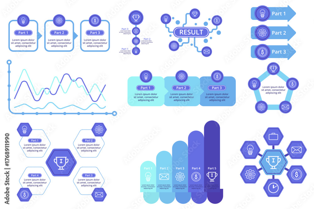 Infographic showcasing various design elements, including sections ...
