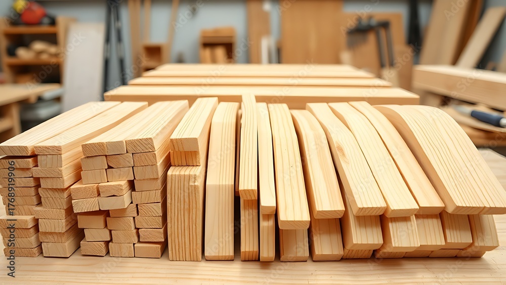 balsa. Neatly arranged precision-cut balsa wood pieces with natural ...