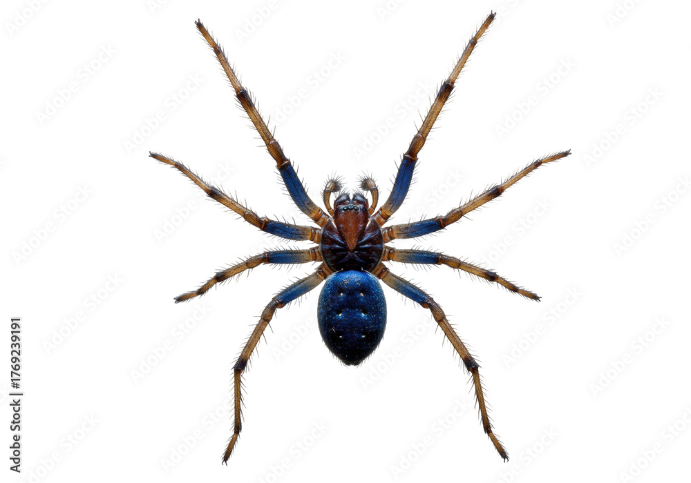 Isolated hacklemesh weaver spider animal, creepy bug with long spindly ...