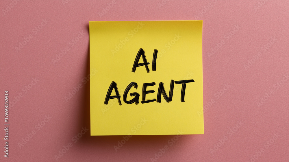 Sticky note with text AI Agent on pink background representing ...