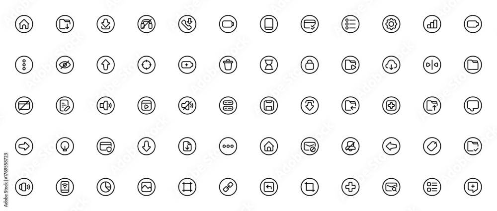 Basic User Interface icon set. Minimal vector UI icos pack. Includes ...