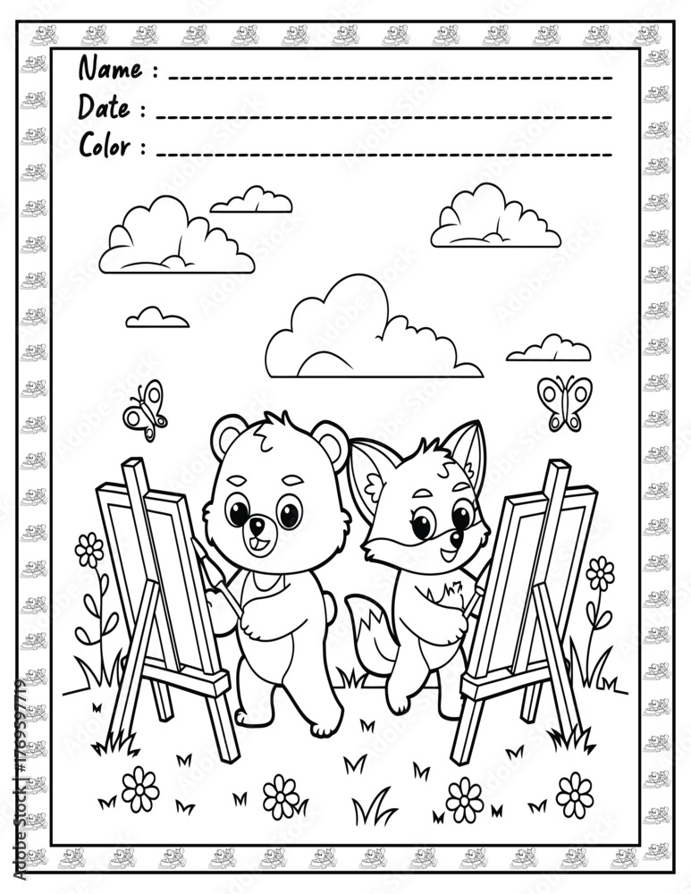 Fluffy Friends Bold & Easy Coloring Page with Cute Animals for Adults ...