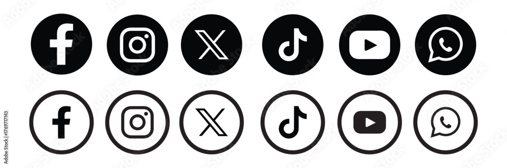 Facebook, Twitter, Instagram, Youtube, Snapchat, WhatsApp, Tik Tok ...