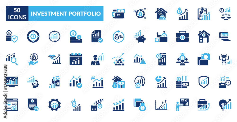 Investment Portfolio Dual Tone Icon Set. Portfolio Folder, Asset ...