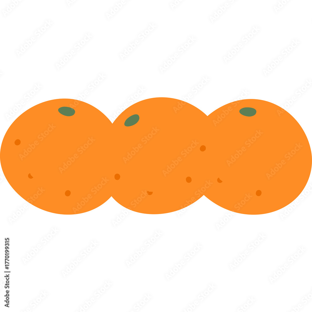 Three Whole Oranges in a Row on a Transparent Background Simple Cartoon ...