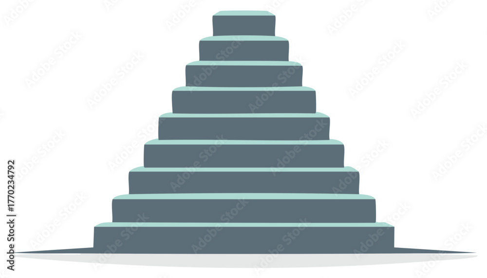 Stacked geometric steps forming an abstract pyramid illustrating ...
