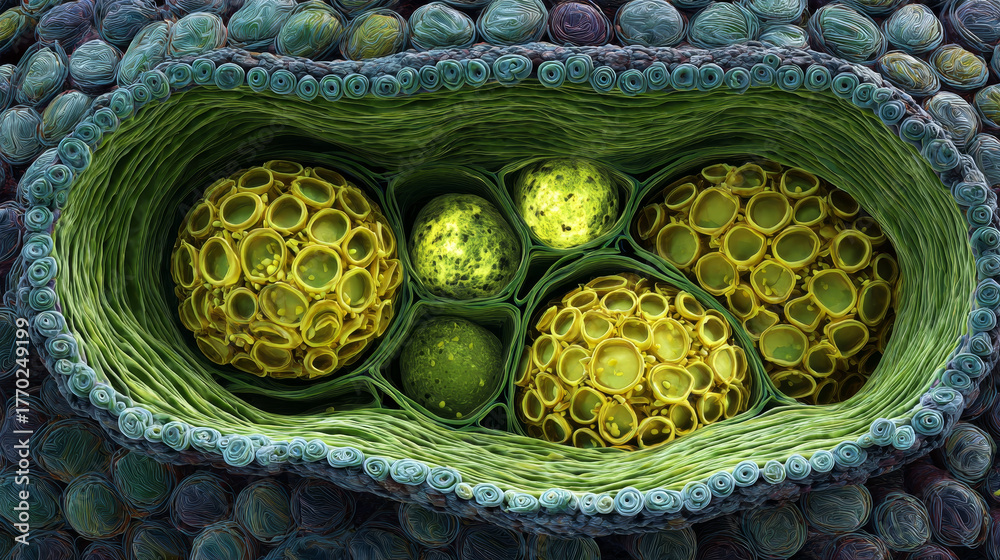 Synthetic Biology concept , Plant cell cross section organelle ...