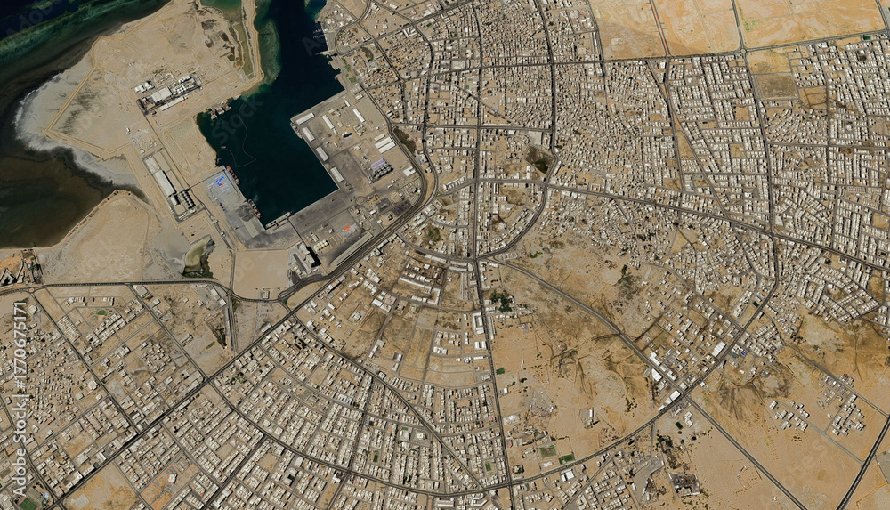 Photo Stock Yanbu al-Bahr in Saudi Arabia, aerial view of a drone on ...