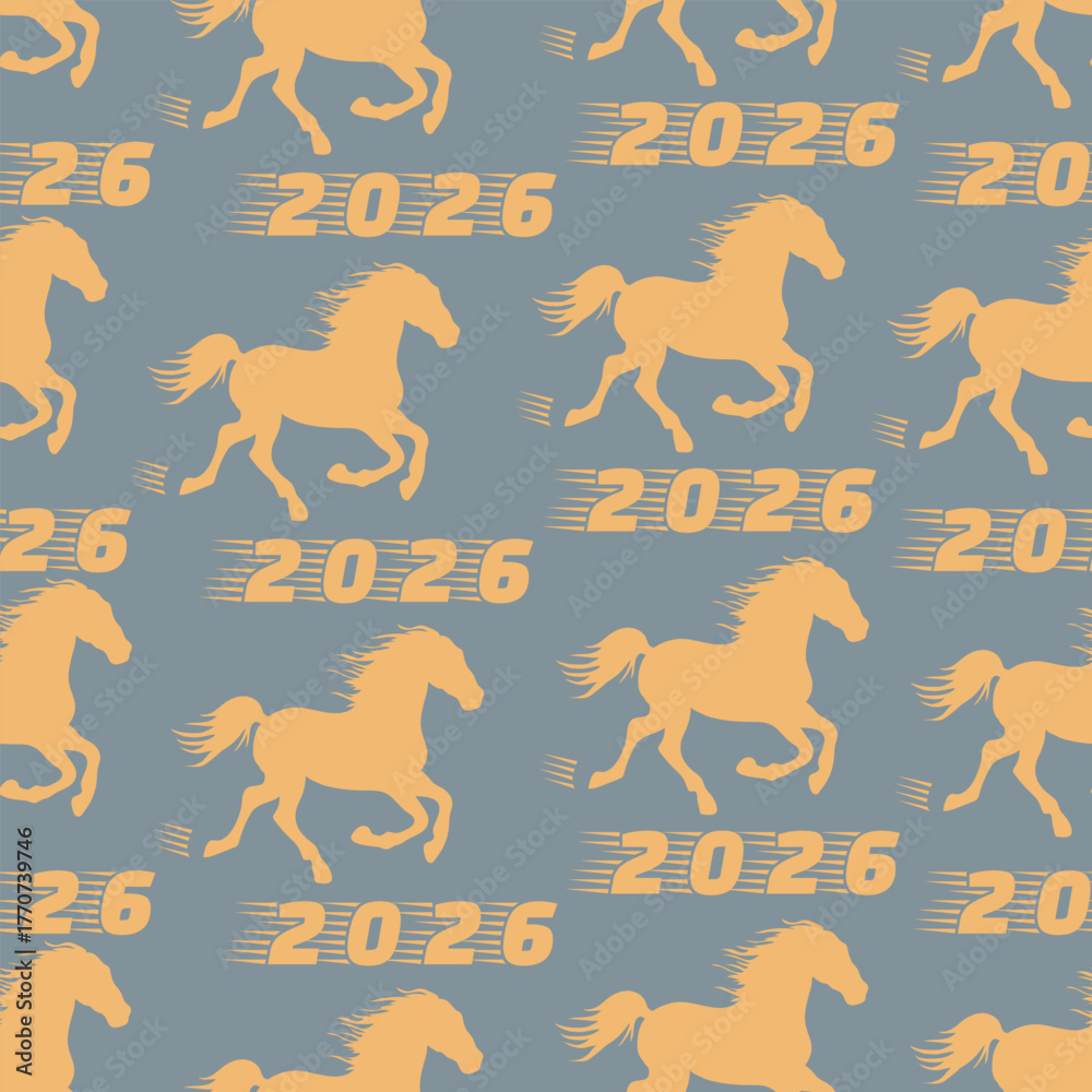 Year of horse 2026 pattern with galloping horses and repeating numbers ...