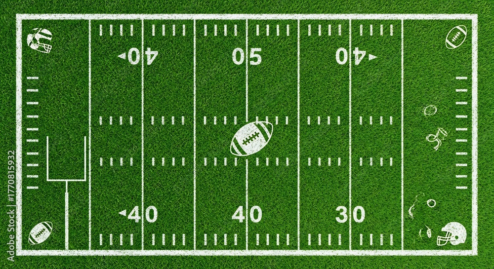 Ilustración de Stock Overhead view of an american football field with ...