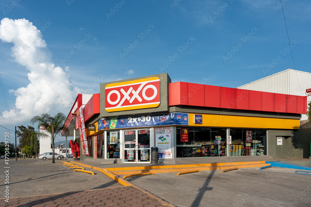Oxxo franchise convenience store. Guadalajara, Jalisco, Mexico, Oct. 24 ...
