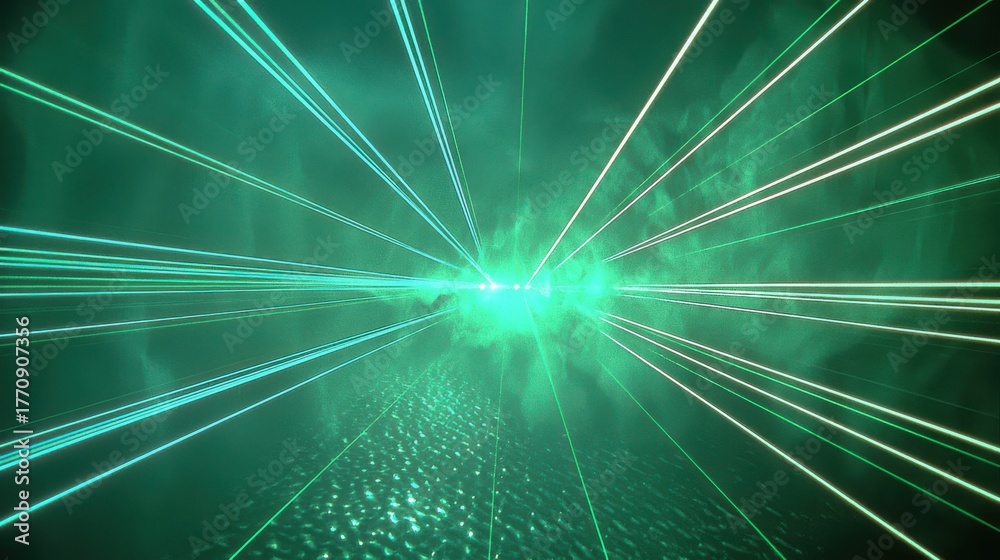 Diffraction light effects creating radial laser beam patterns with ...