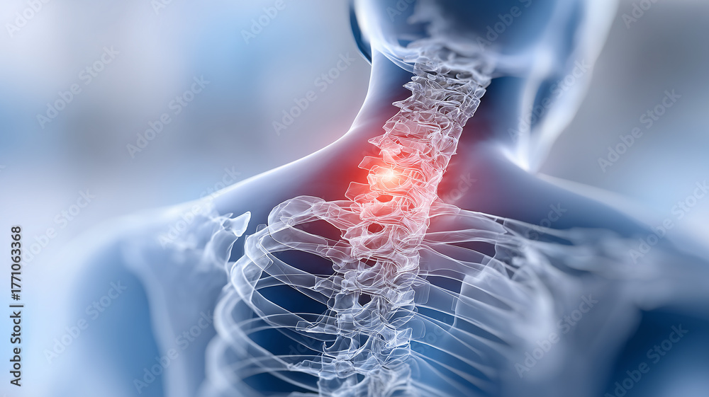 Стоковое фото «Cervical Spine with a painful segment emphasized to ...