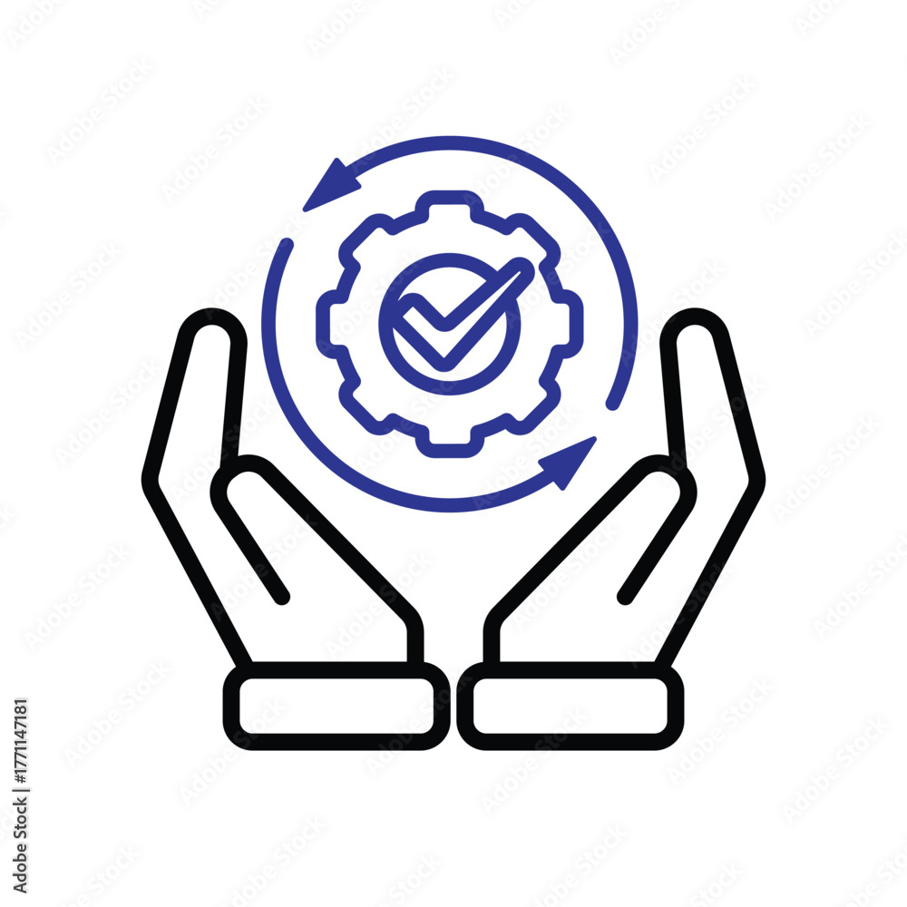 Vektor Automation icon. AI. Gear with a check mark and two circular ...