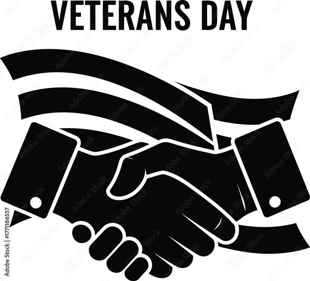 Veterans day handshake with american flag, honoring military service ...