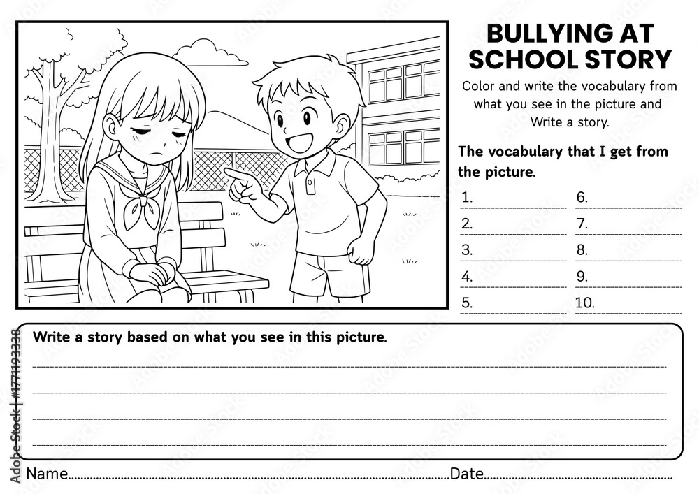 Bullying at School story writing worksheets for kids! Includes creative ...