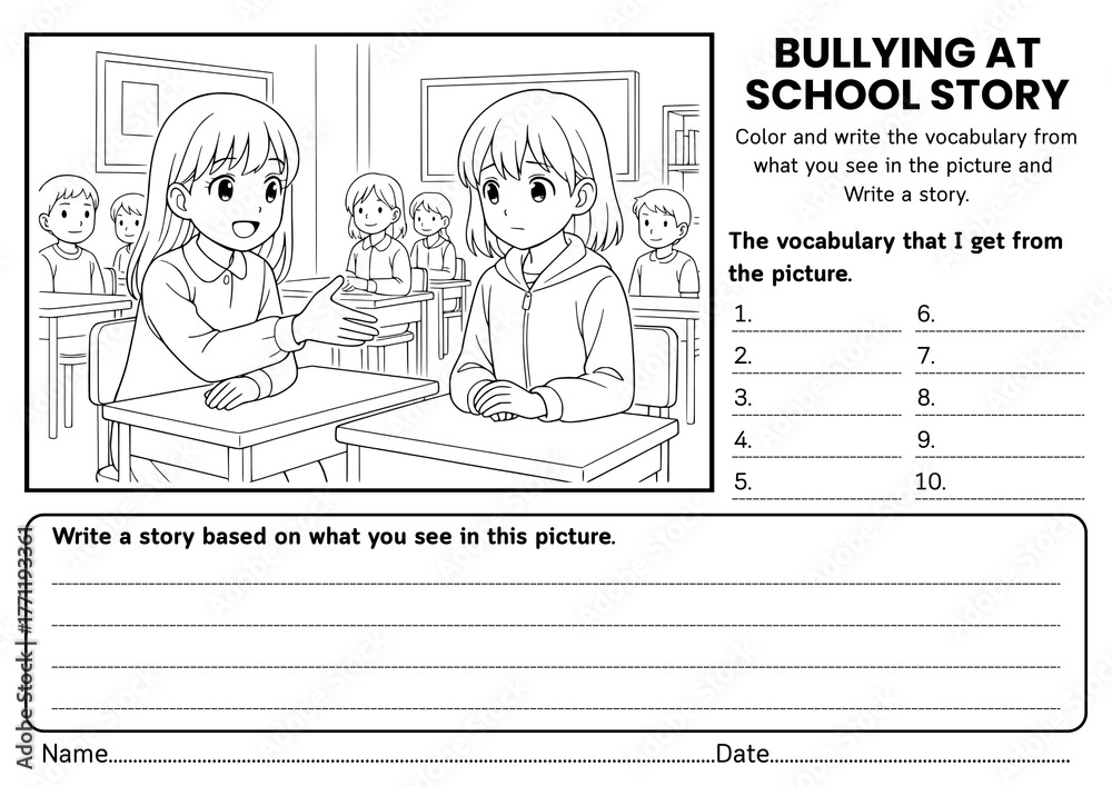 Bullying at School story writing worksheets for kids! Includes creative ...